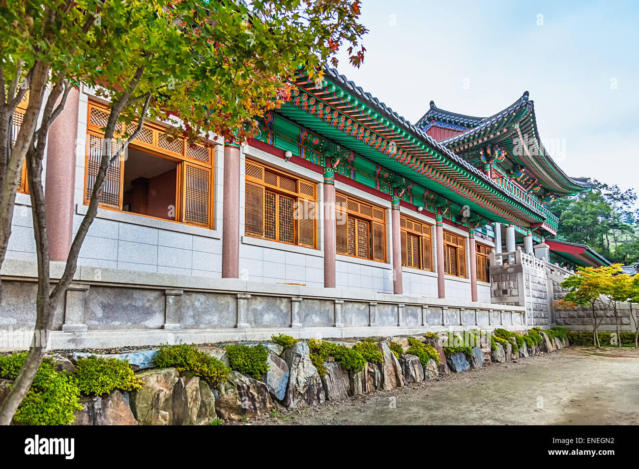 Traditional korean architecture old building or monks temple in South ...