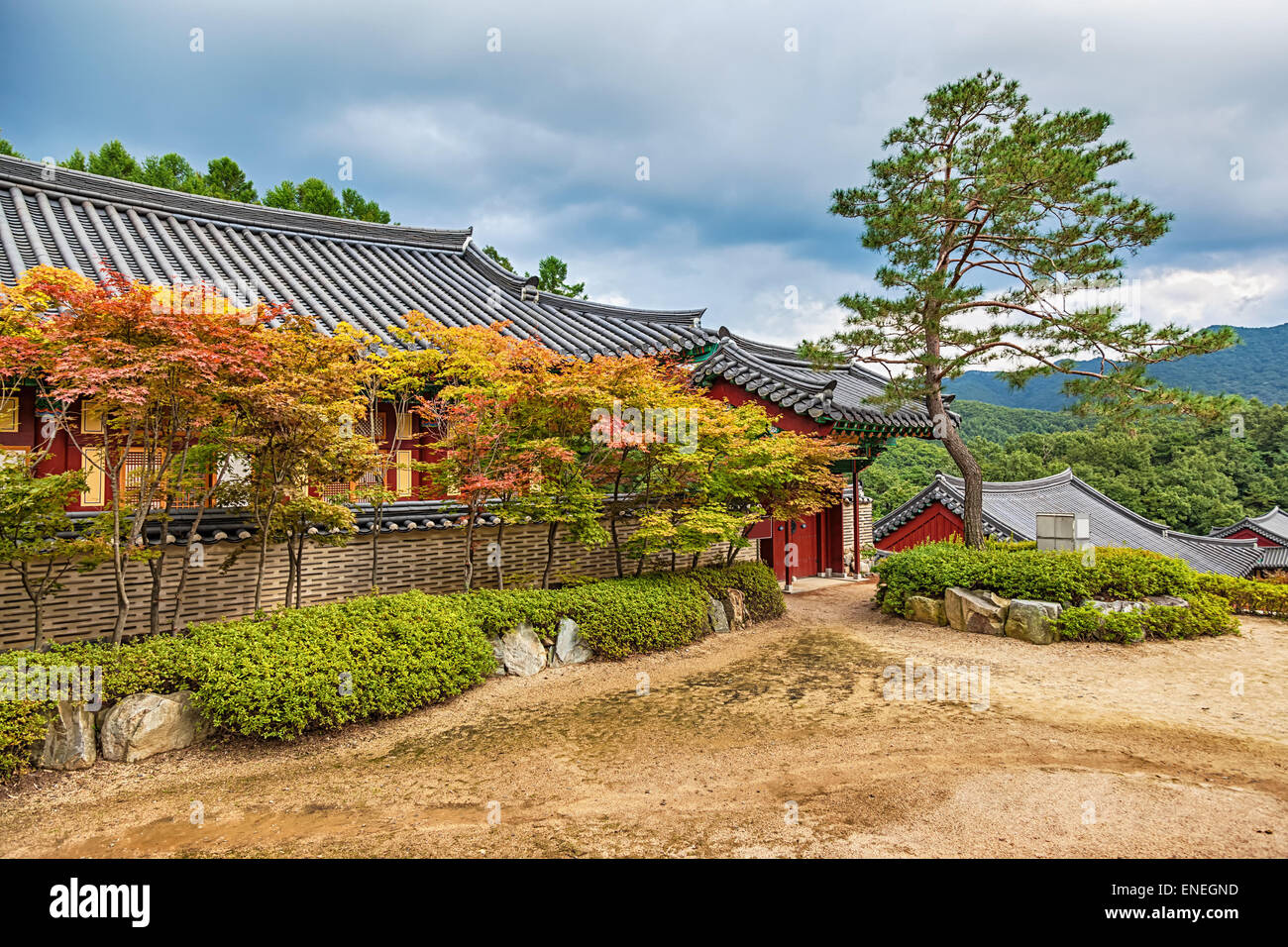 Traditional korean architecture old building or monks temple in South ...