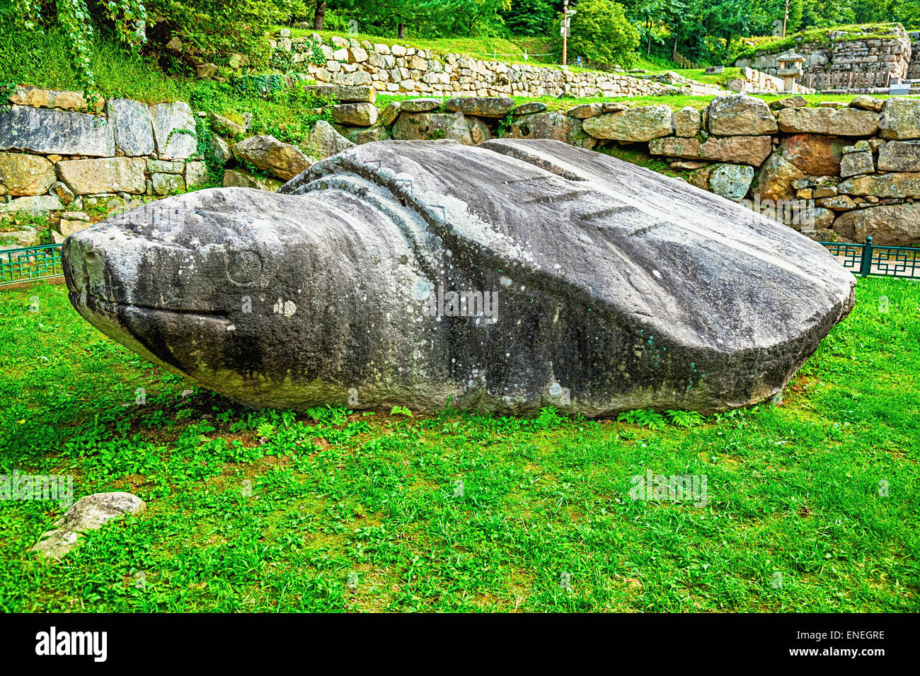 Stone tortoise or turtle old monument landmark in South Korea Stock ...