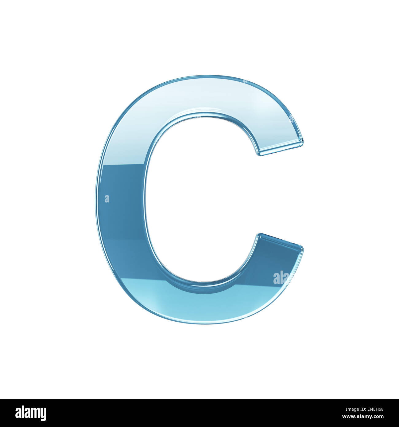 3d render of glass glossy transparent alphabet letter symbol - C ...