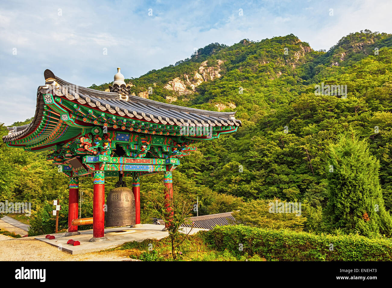 Monastery buddhist monk bell in pavilion in South Korea Stock Photo - Alamy