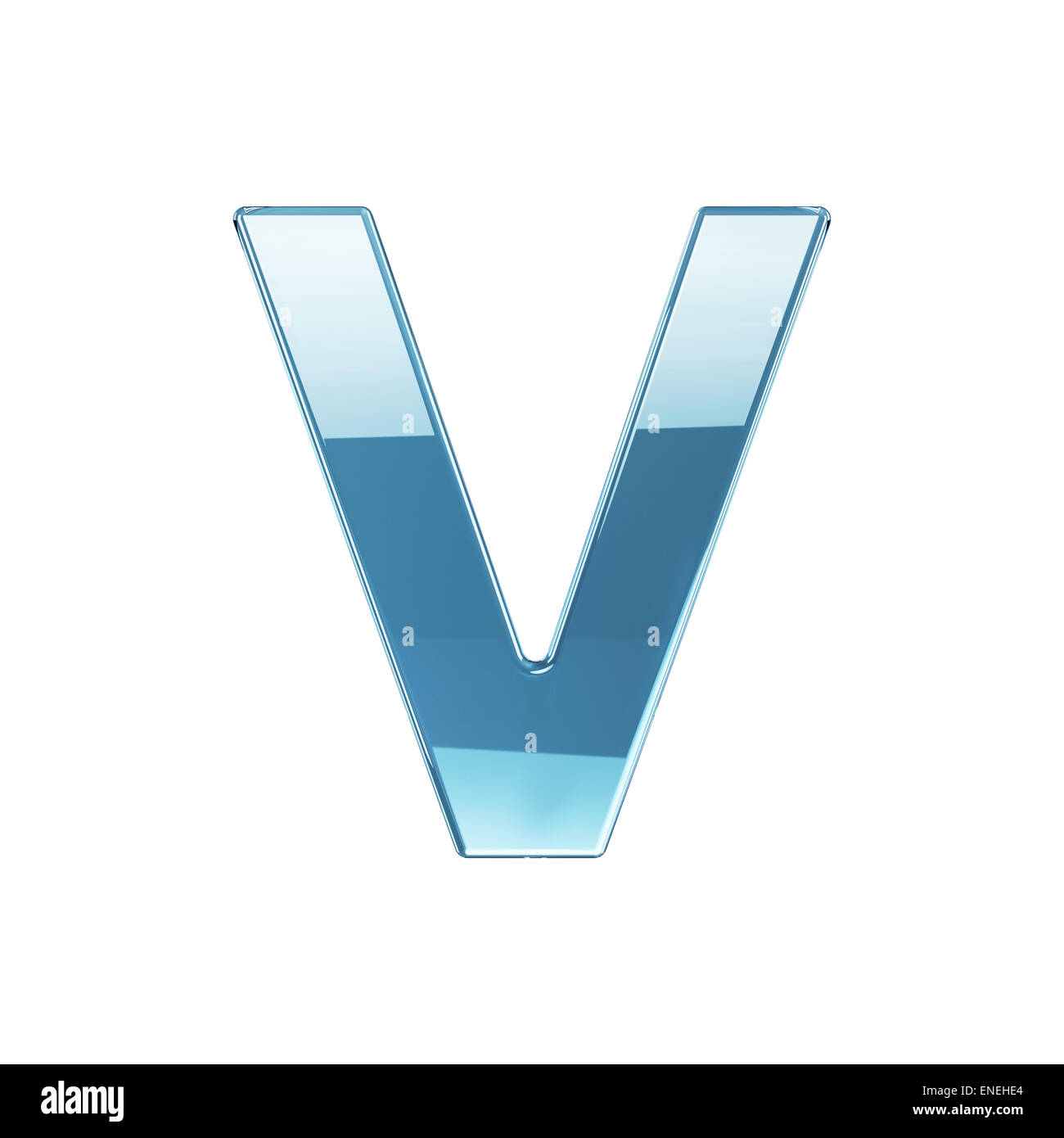 3d render of glass glossy transparent alphabet letter symbol - V ...