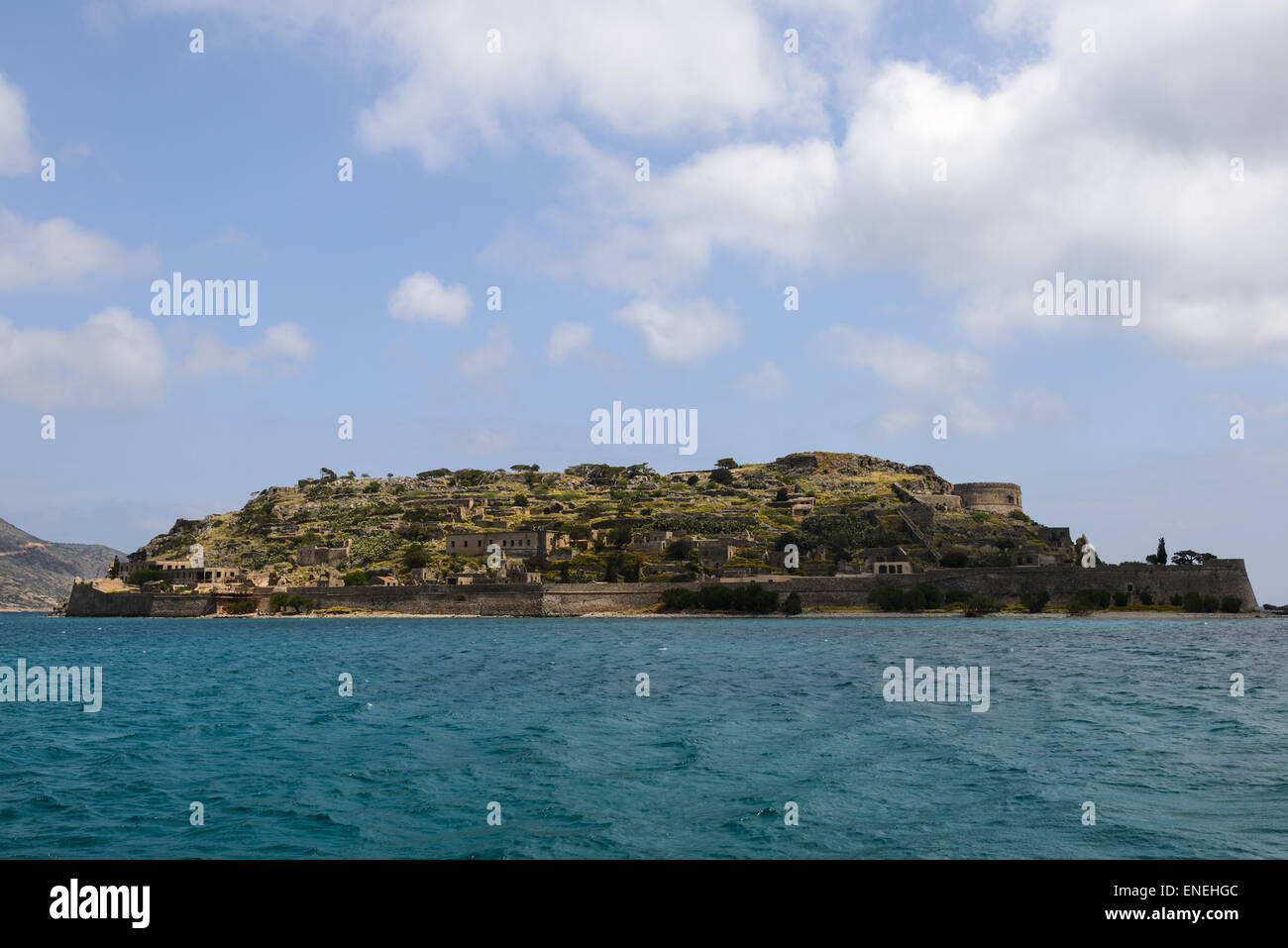 The old fort of Spinalonga island in north Crete, Greece Stock Photo ...