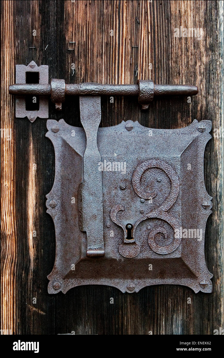 a old iron metal lock screw and wood in the centre of schaffausen ...