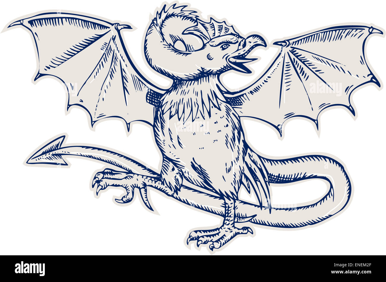 Etching engraving handmade style illustration of a basilisk ,head of ...