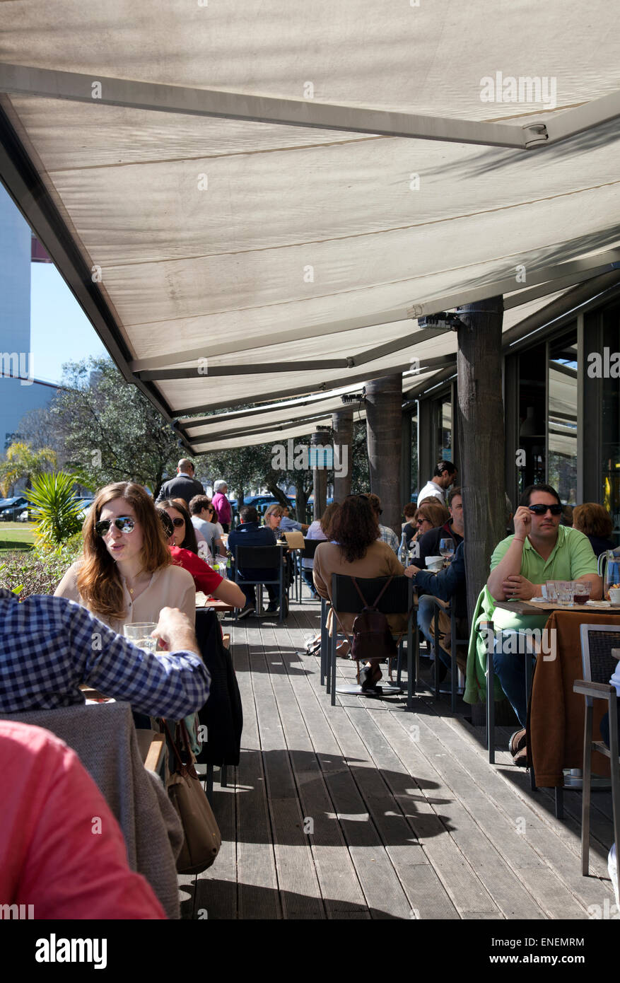 Restaurant Terrace with People at Santo Amaro Docks at Alcantara Mar in ...