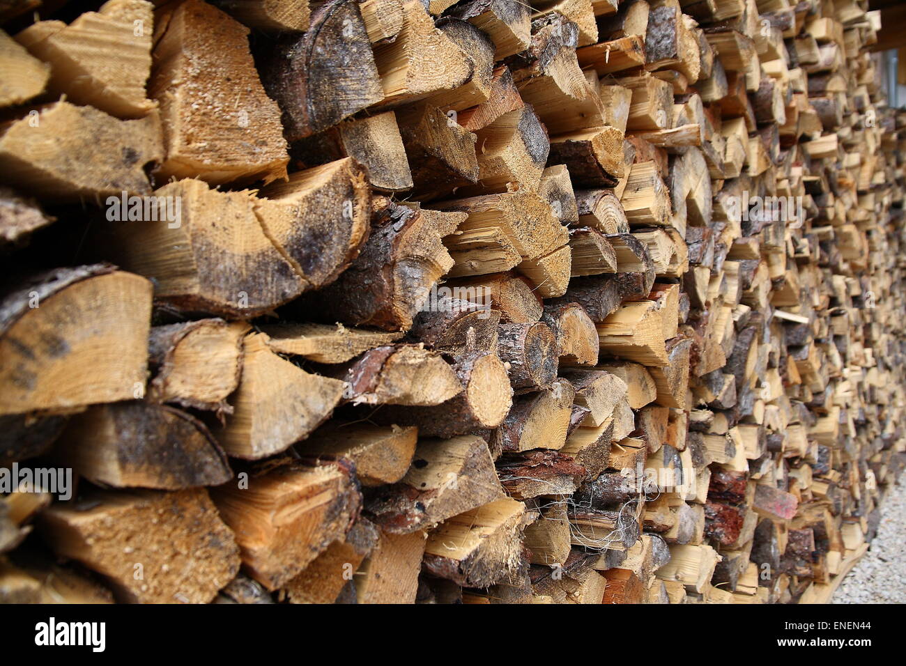 Woodpile of birch wood closeup Stock Photo - Alamy