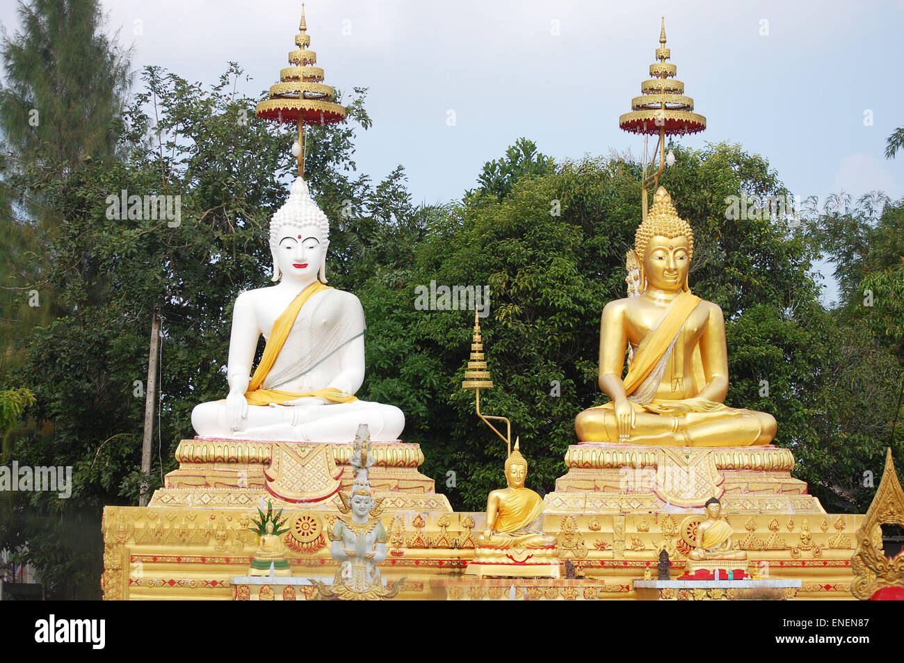 Buddha statue at Wat Phra Mahathat chedi Pakdee Prakard Situated on top ...