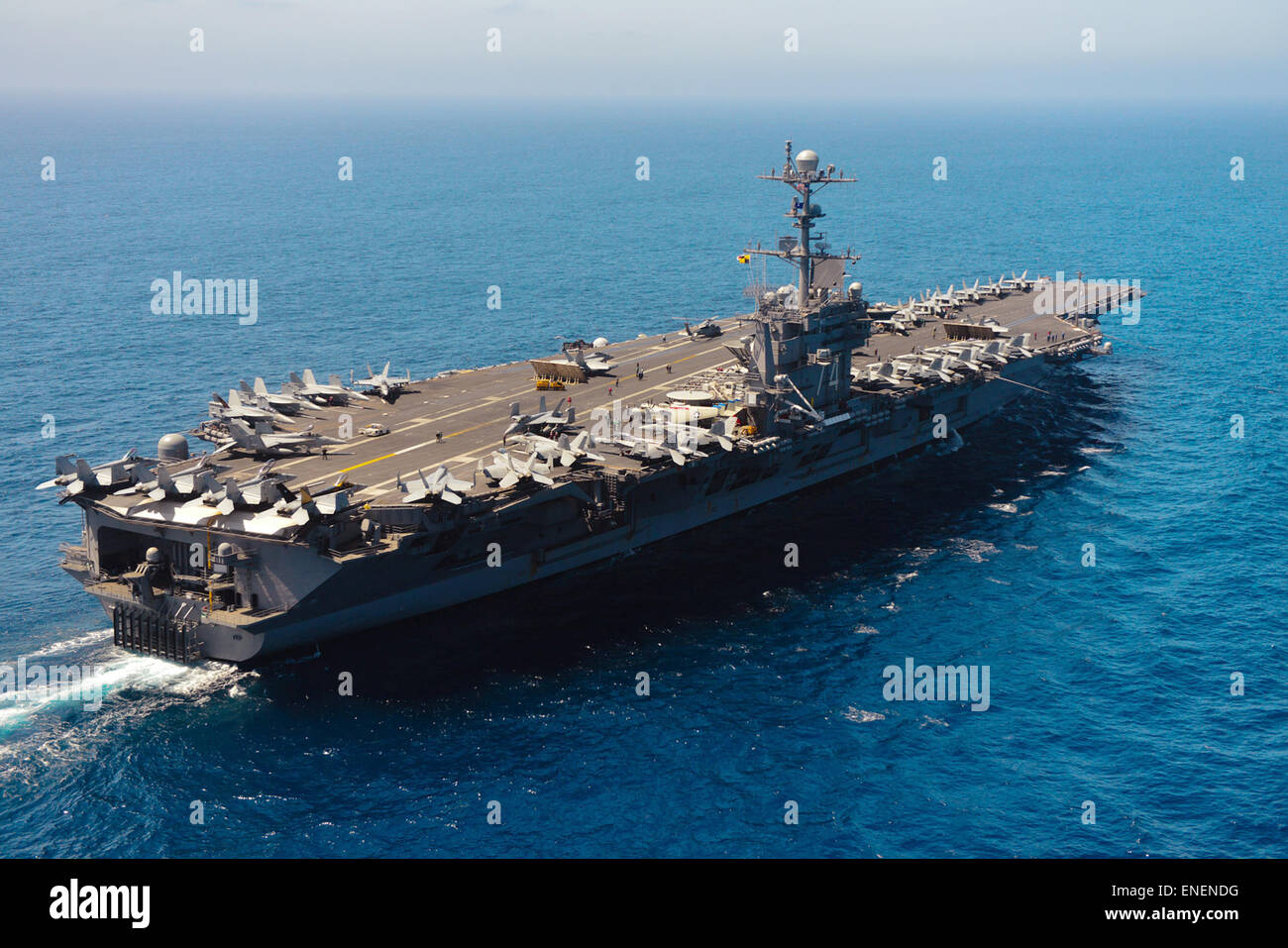 US Navy aircraft Nimitz-class nuclear-powered supercarrier USS John C. Stennis during operations ...