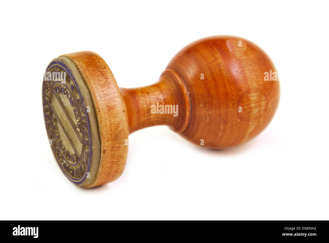 Old and vintage wooden stamper on white background Stock Photo - Alamy