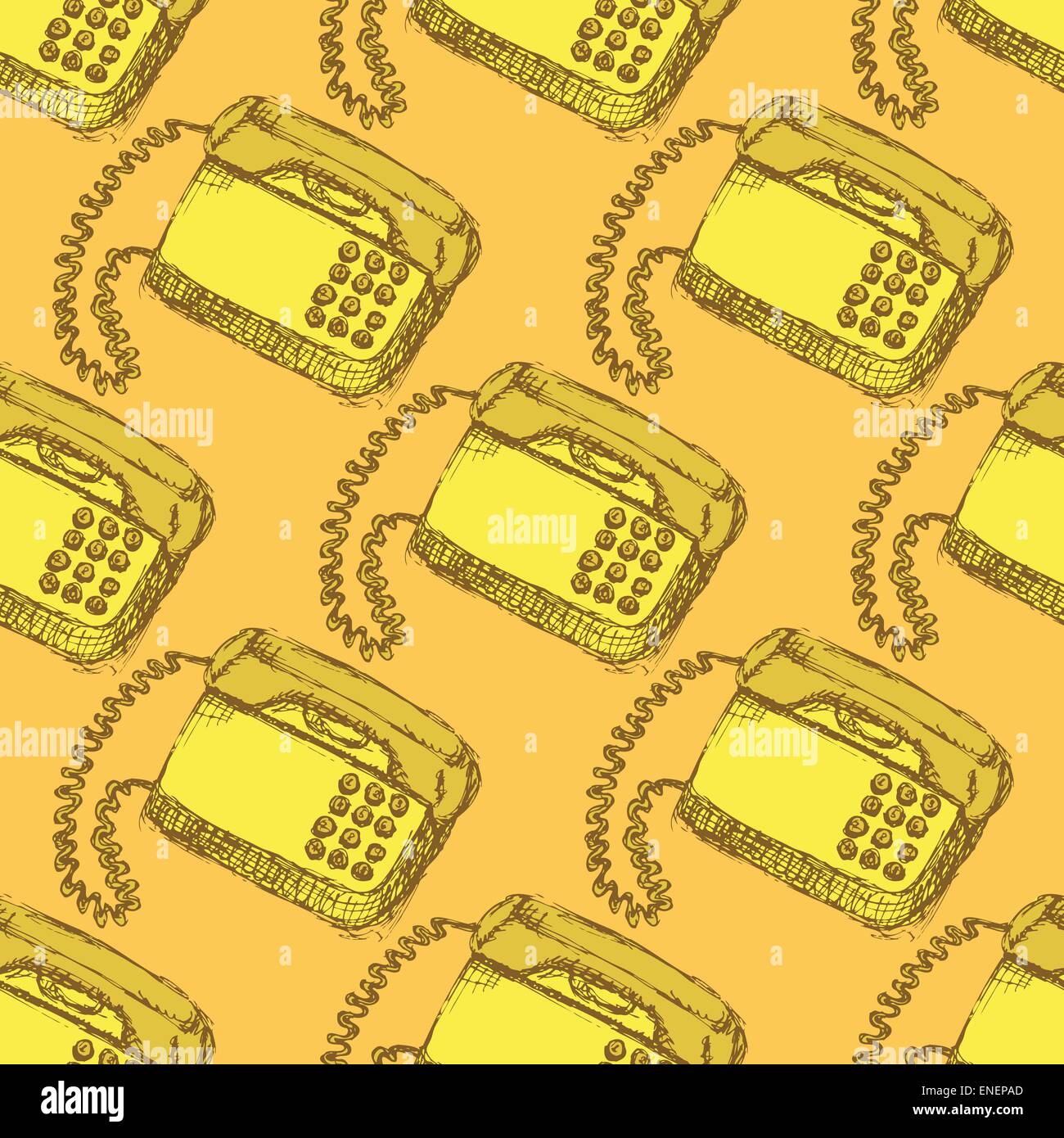 Vector hand drawing antique telephone Stock Vector Images - Alamy