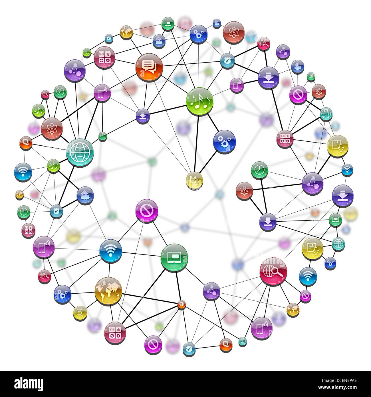 Colorful connected icons Stock Photo - Alamy