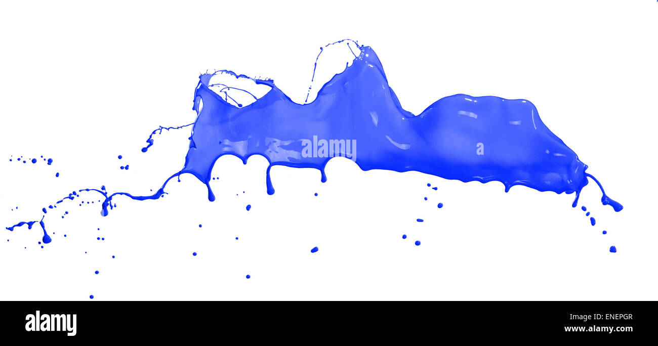 Isolated shot of blue paint splash on white background Stock Photo - Alamy