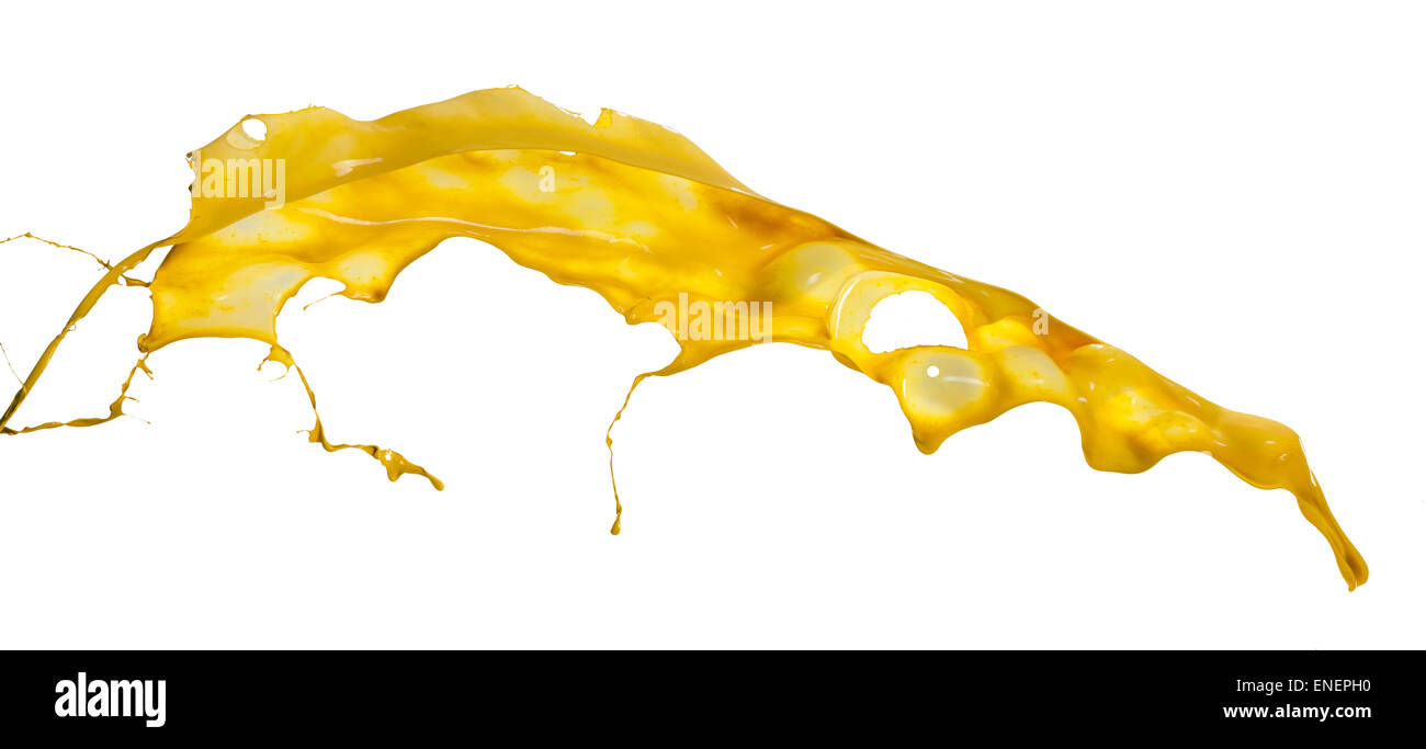 yellow paint splashes isolated on white background Stock Photo - Alamy