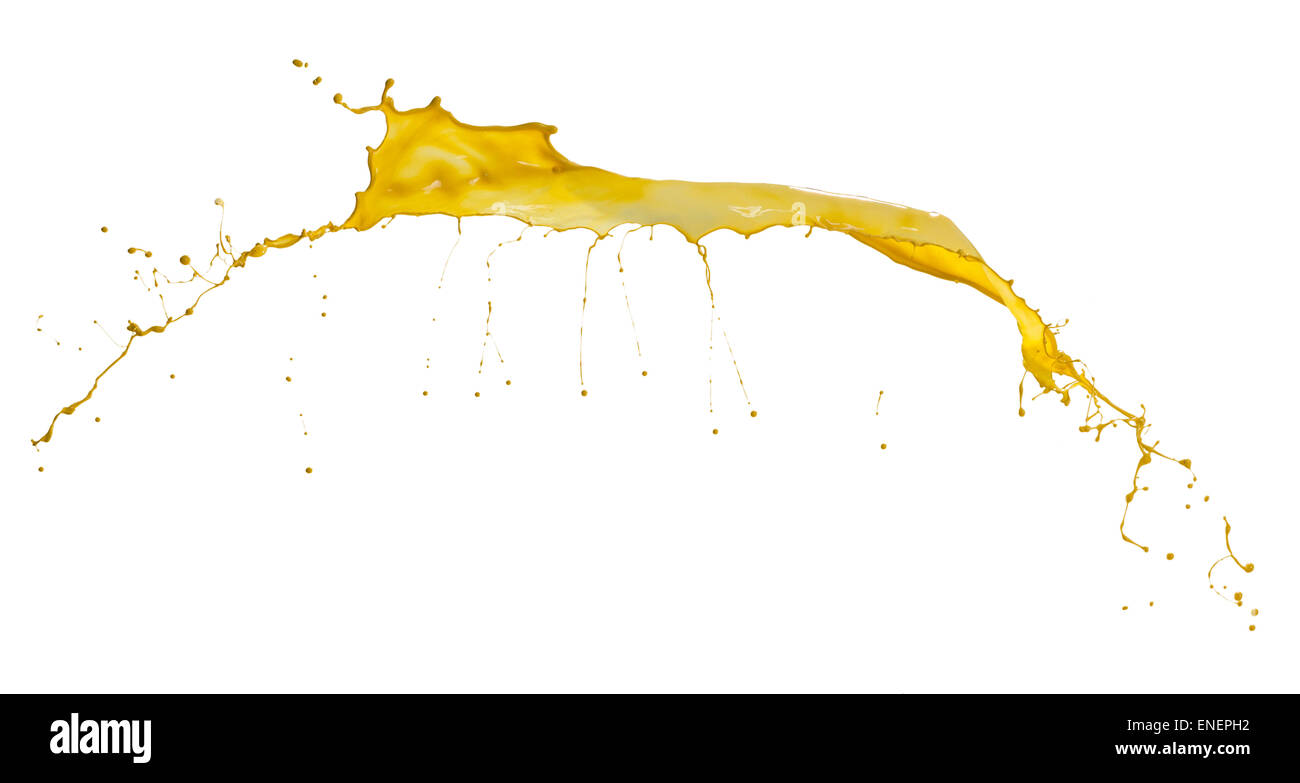 splashes of yellow paint isolated on white background Stock Photo - Alamy