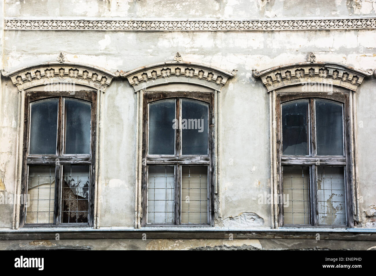 Three old windows. Architectural theme Stock Photo - Alamy