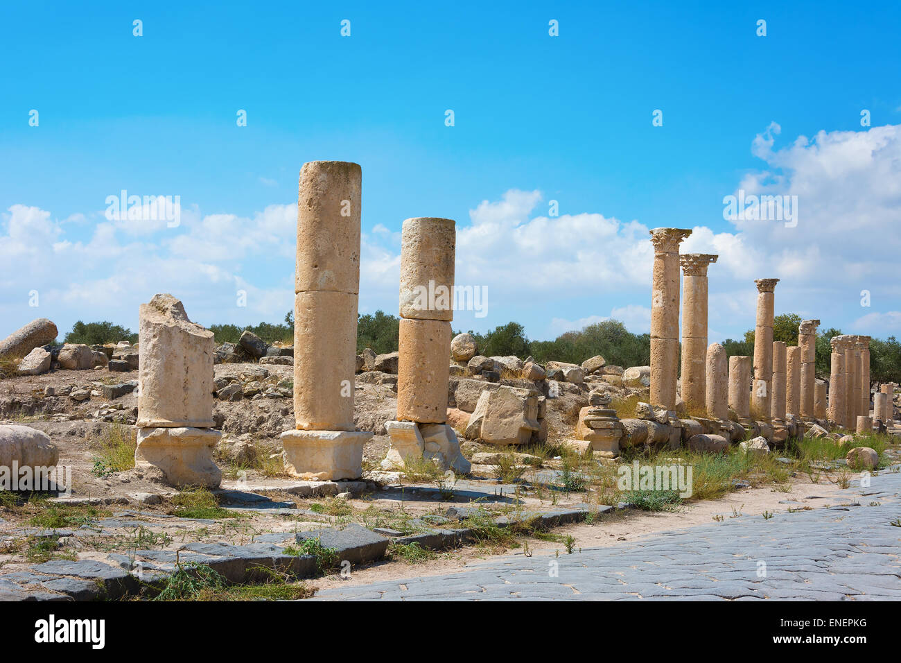 Ancient ruin at Umm Qais in Jordan Stock Photo - Alamy