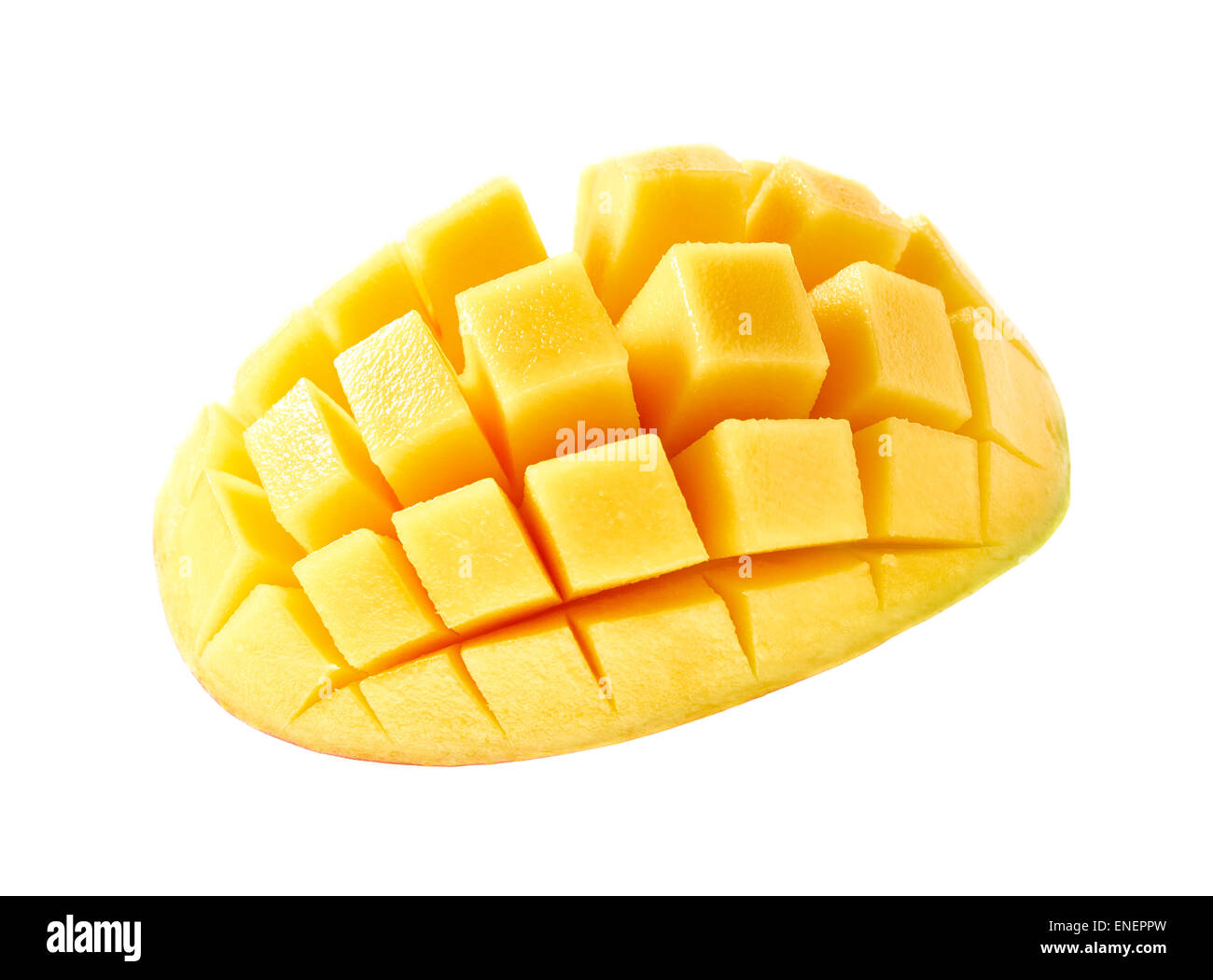 Close up, mango cut on white background Stock Photo - Alamy