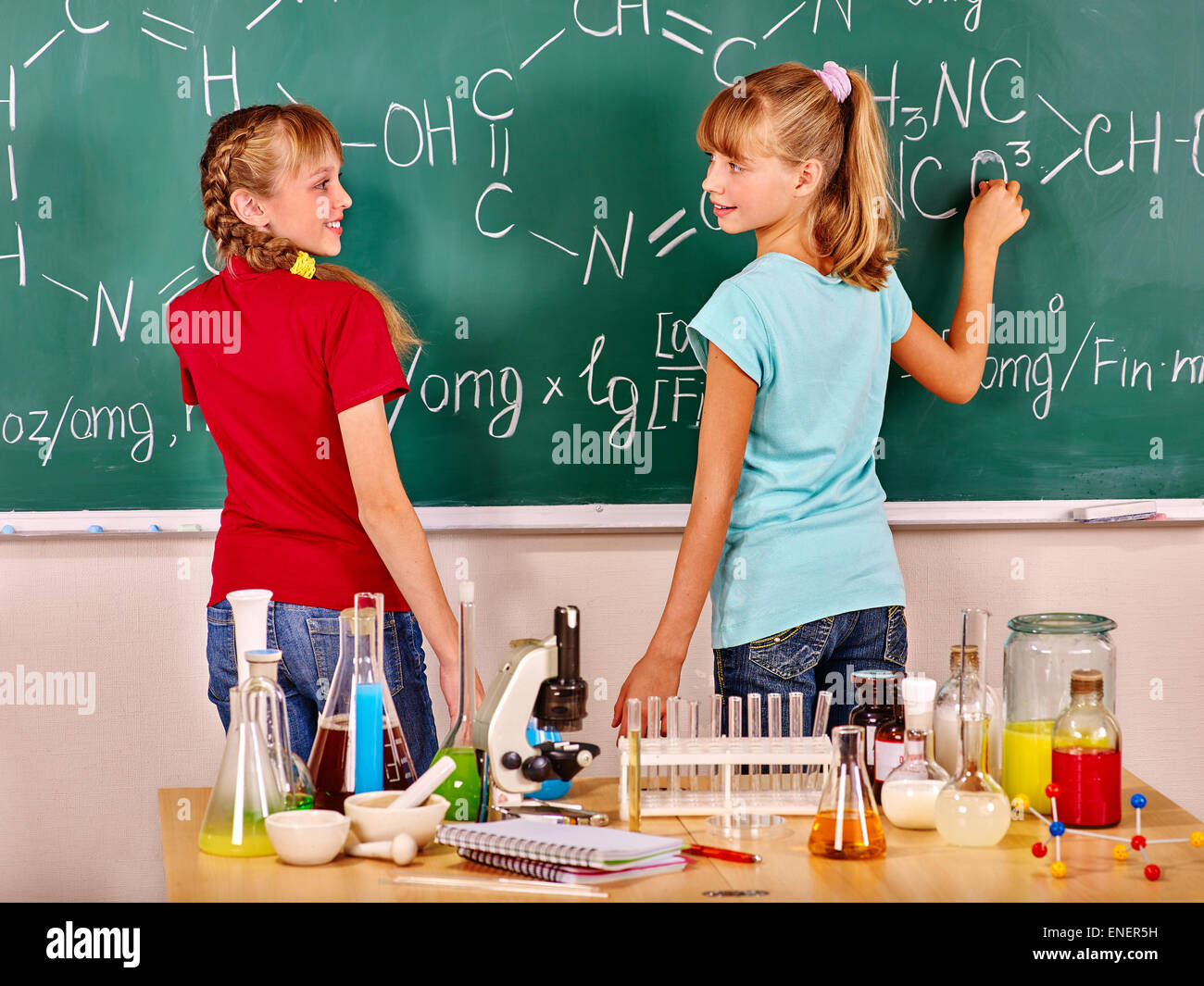 Child in chemistry class Stock Photo - Alamy