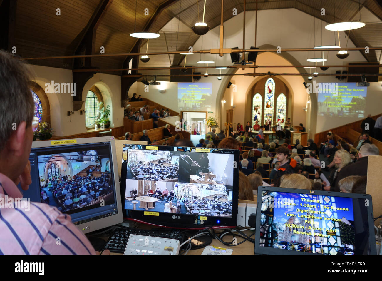 Audio Visual Desk, before start of Church Service, St Andrew Blackadder ...