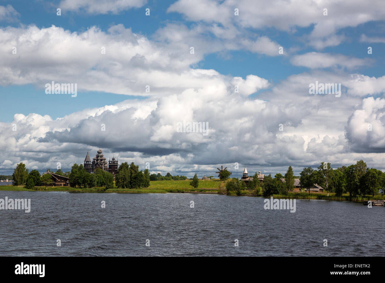 Russia, view from the Lake Onega of the Kishi island, open air Museum ...