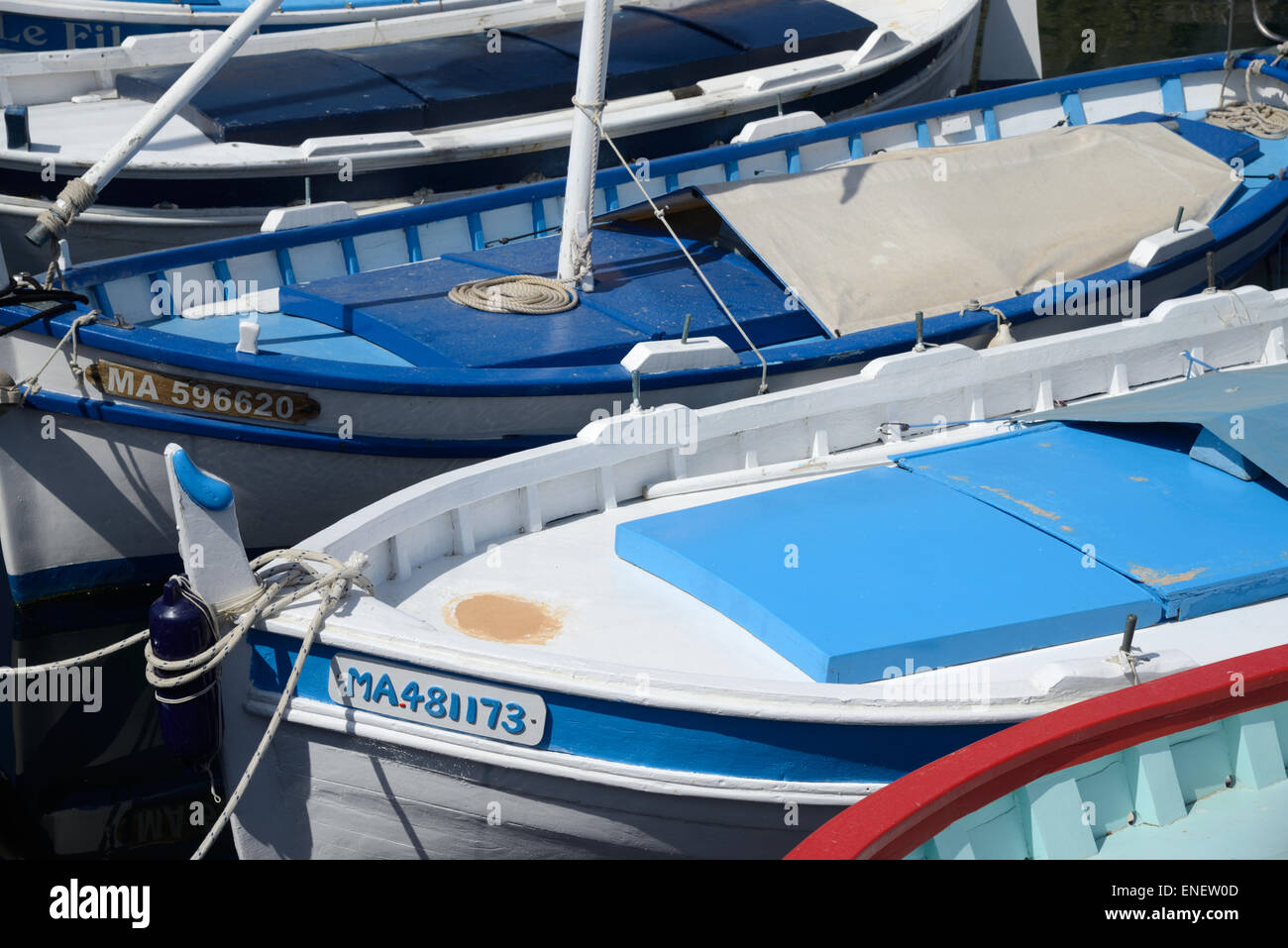 Colourful Wooden Fishing Boats, known as Pointus, in the Old Port ...
