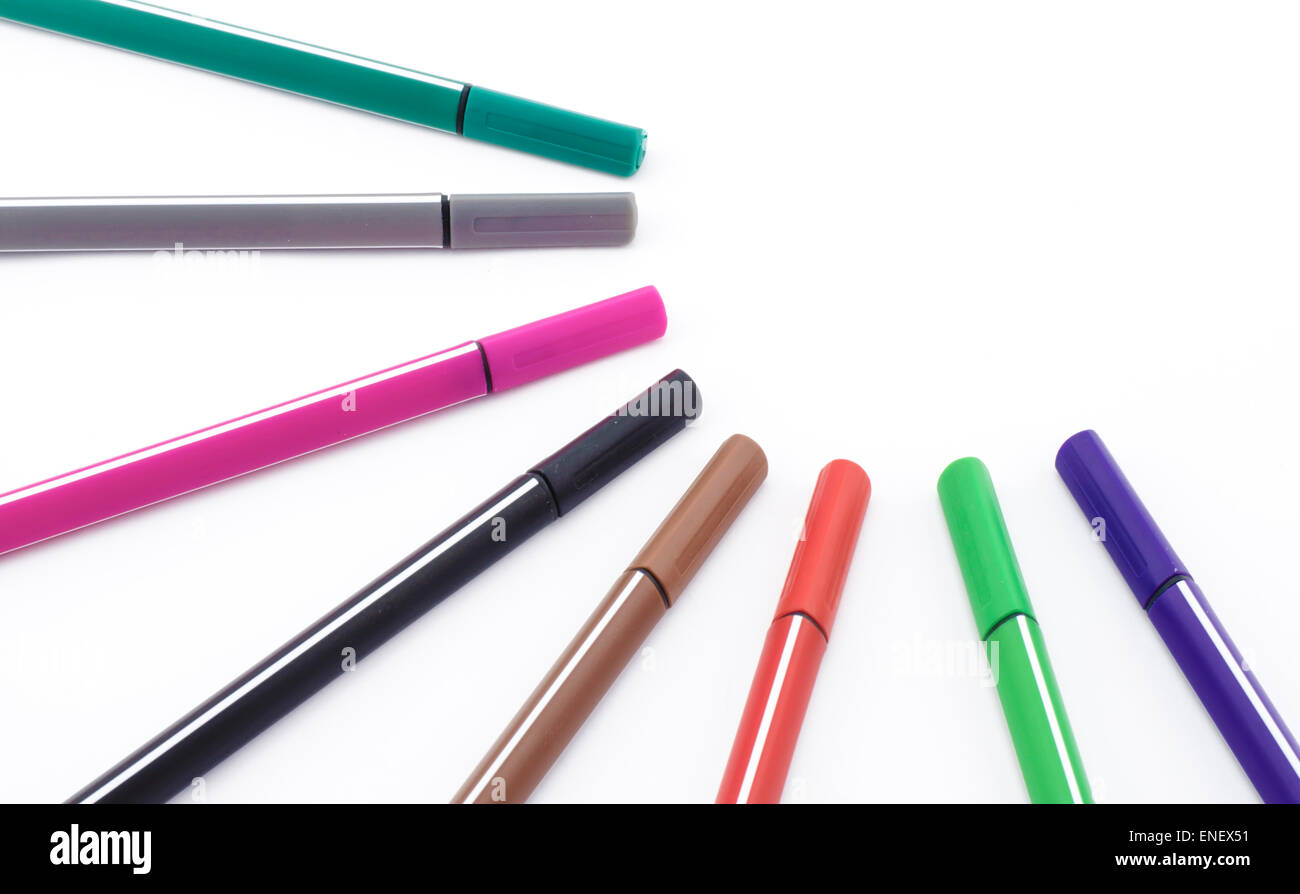 colorful pen isolated on white background Stock Photo - Alamy