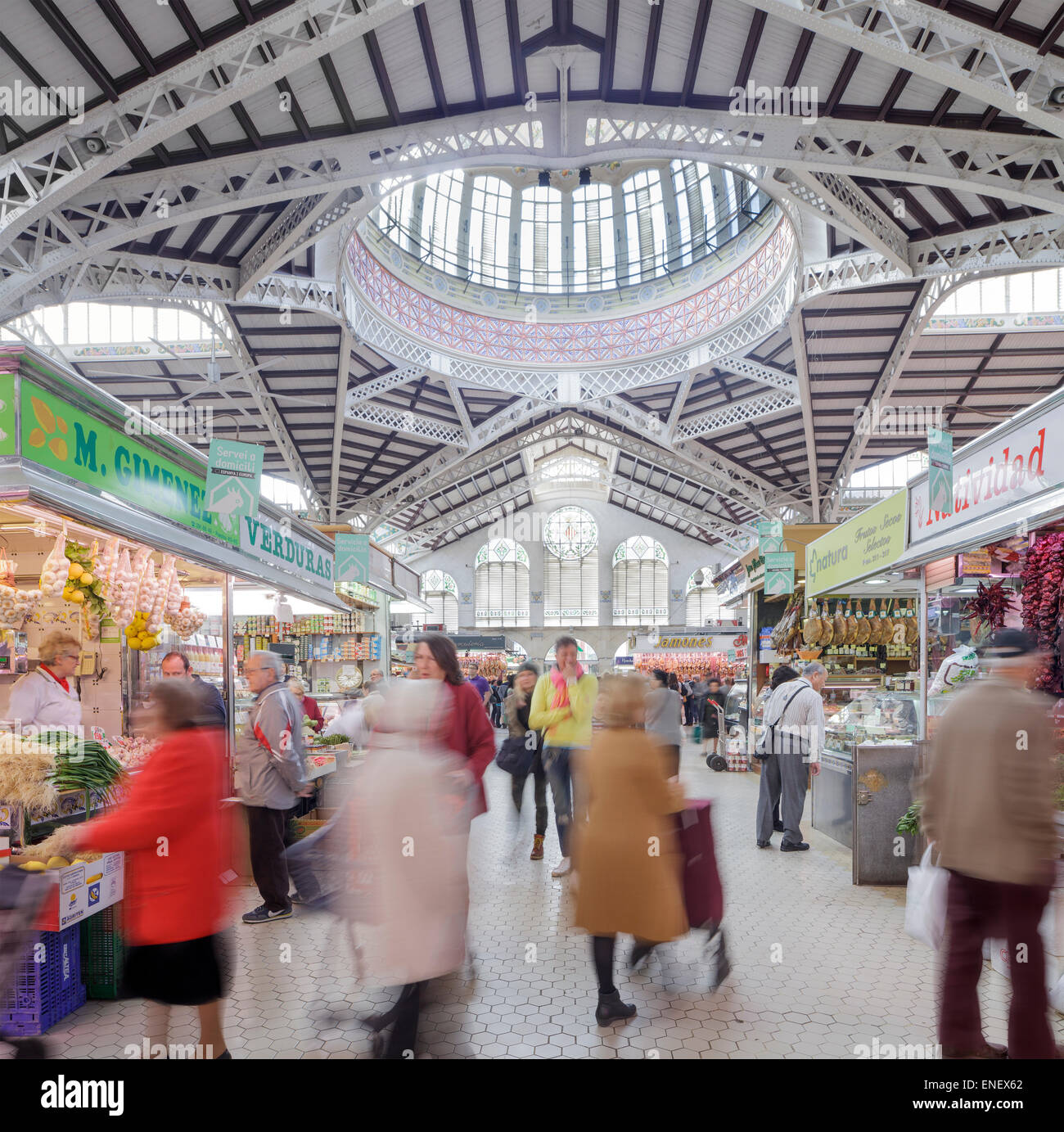 Central market hall, Mercado Central, Valencia, Spain Stock Photo - Alamy
