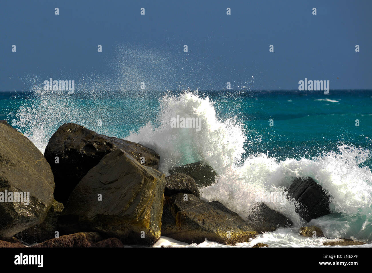 waves crash on rocks Stock Photo - Alamy