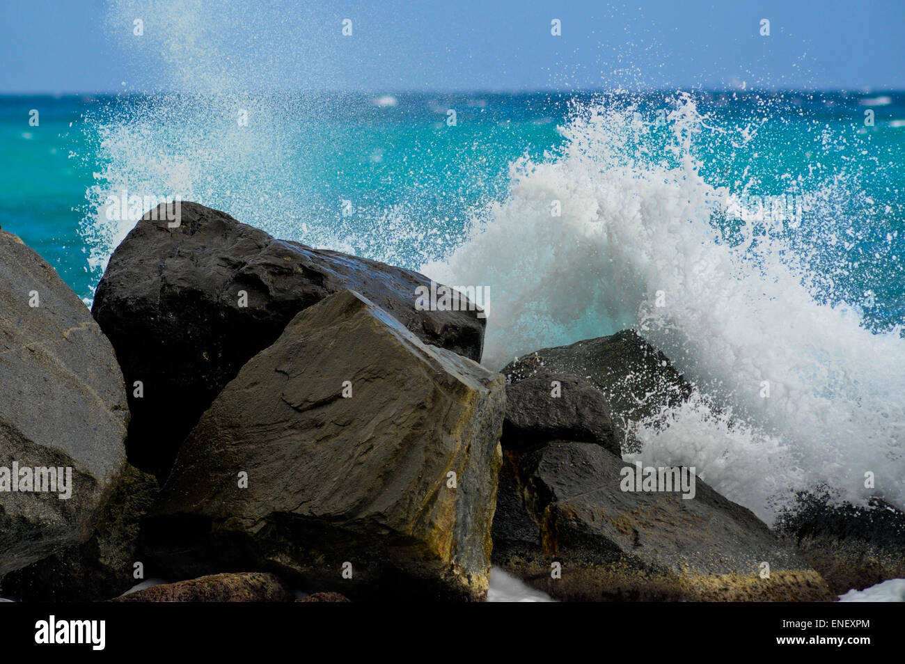 waves crash on rocks Stock Photo - Alamy