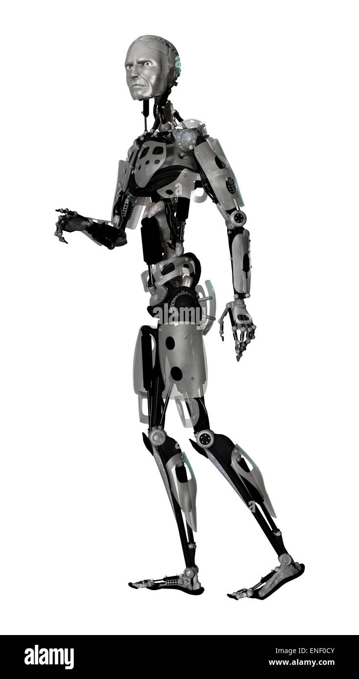 3D digital render of a male cyborg isolated on white background Stock ...