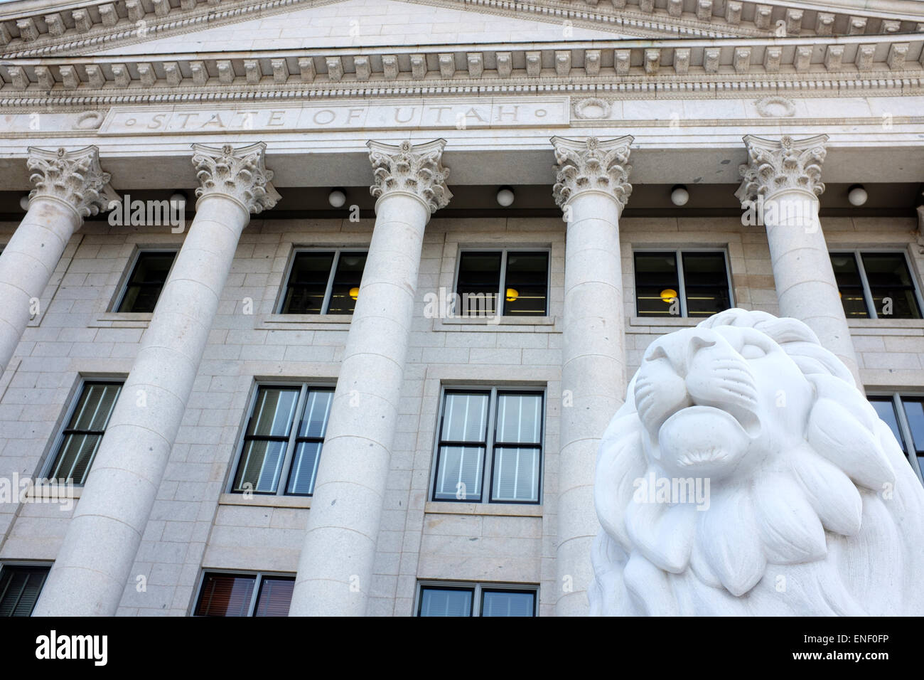 Lion sculpture in front of Utah State Capitol building in Salt Lake ...