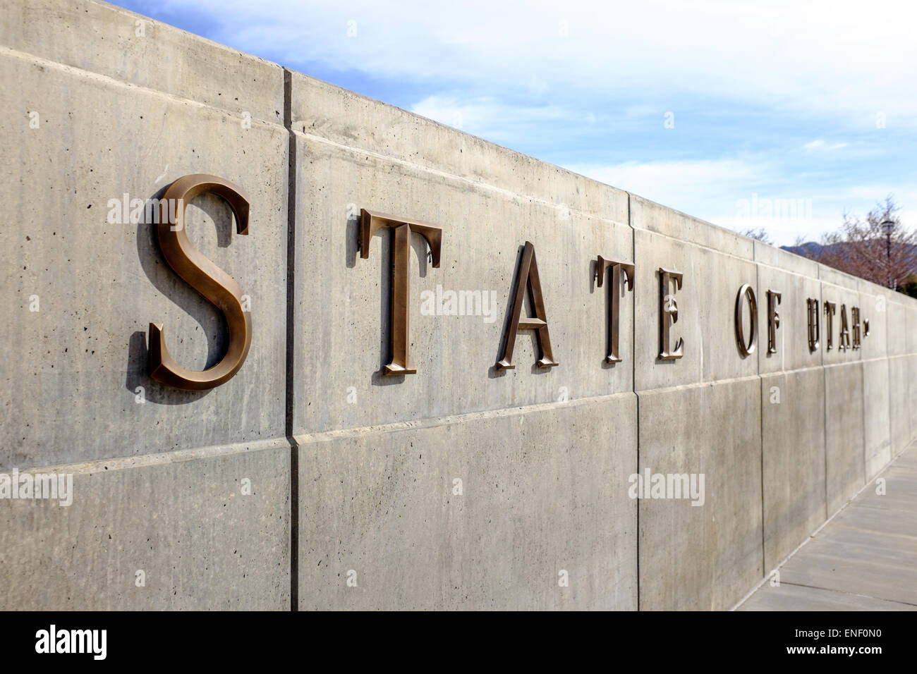 "State of Utah" letters on wall in front of Utah State Capitol building ...