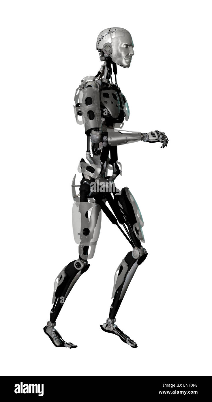 3D digital render of a male cyborg isolated on white background Stock ...