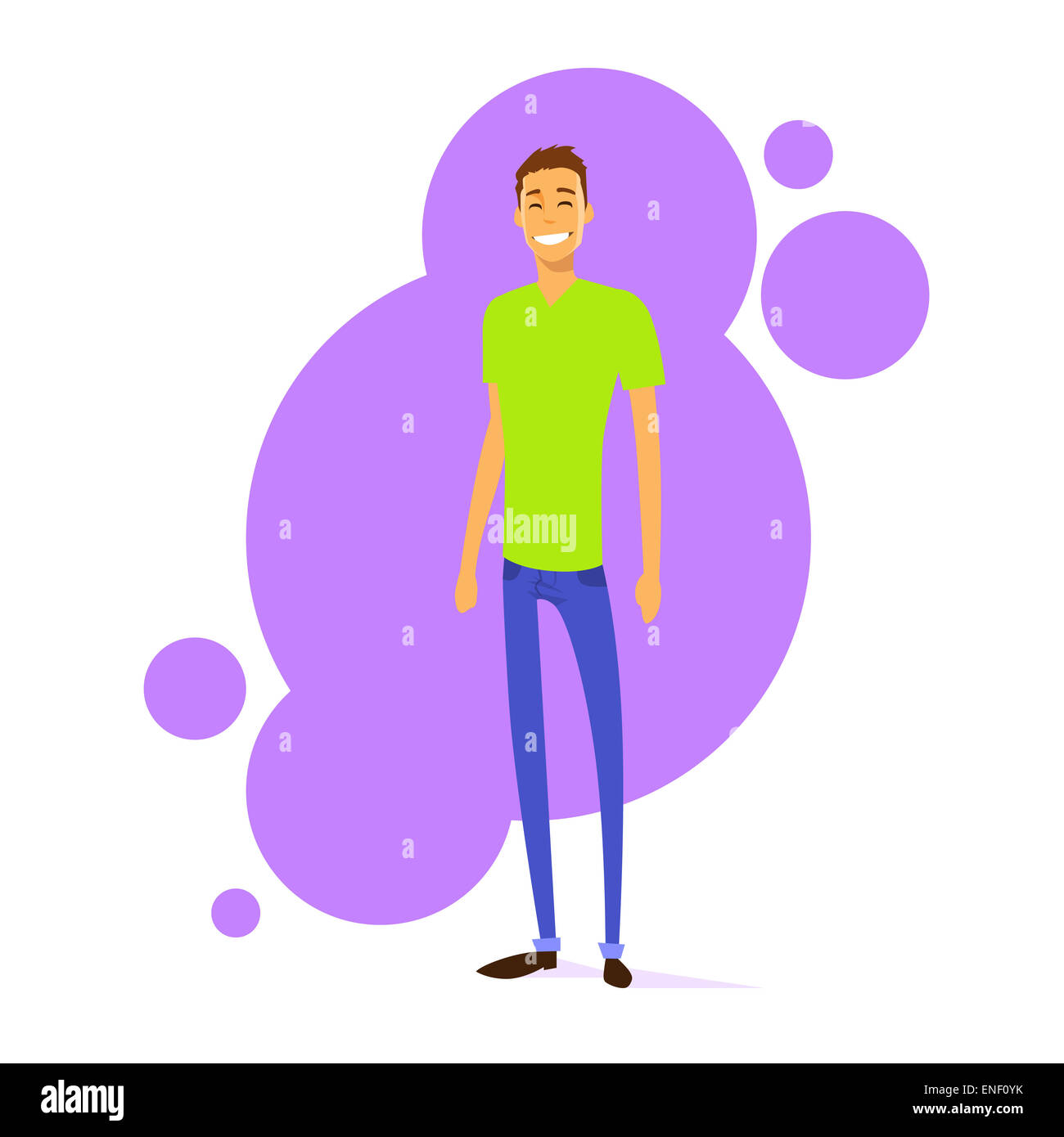 Casual Man Cartoon Character Standing Smile Isolated Stock Photo - Alamy