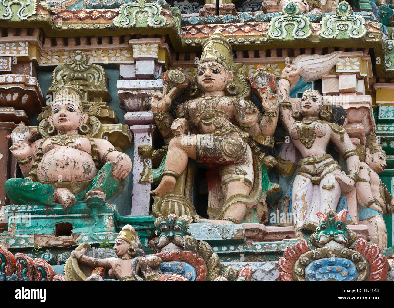 One Dwarapalaka with two servants Stock Photo - Alamy