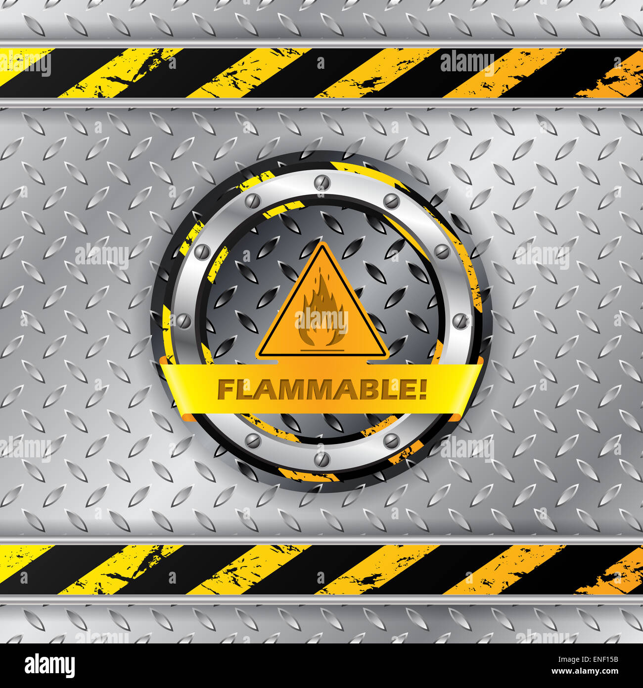 Flammable warning sign on metallic plate background Stock Photo - Alamy