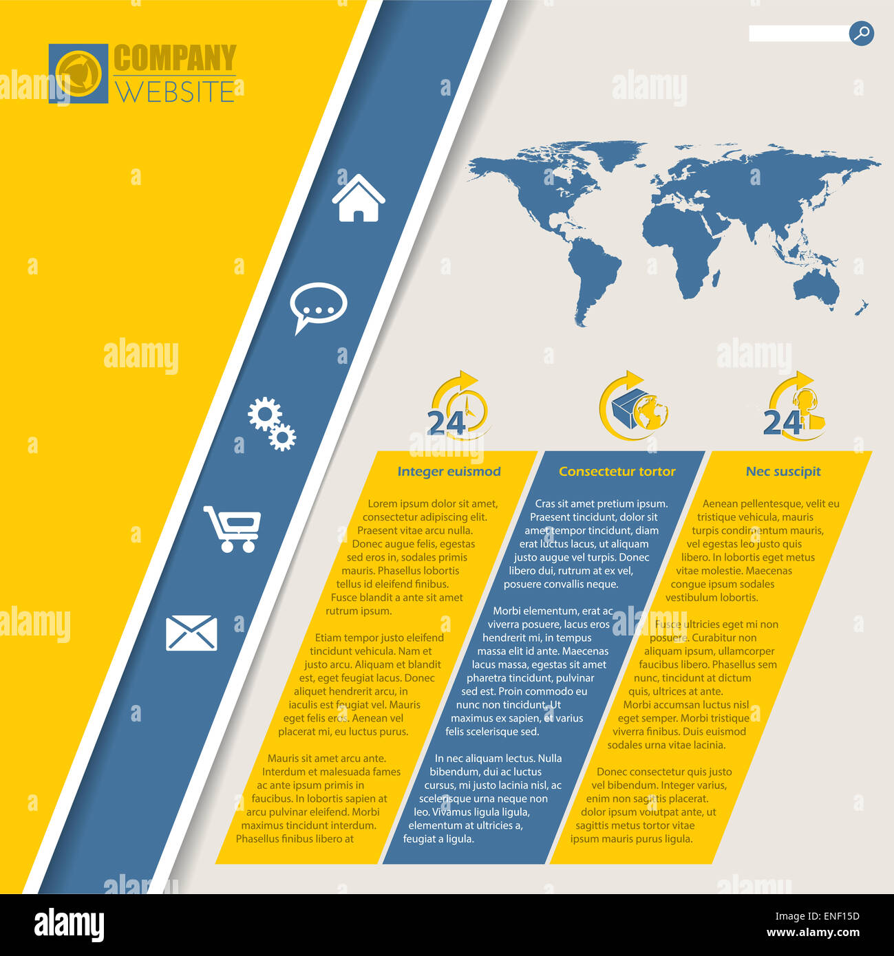 Classy website template design with world map and vivid colors Stock ...