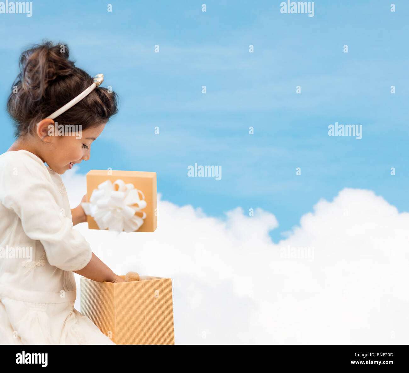 happy child girl with gift box Stock Photo - Alamy