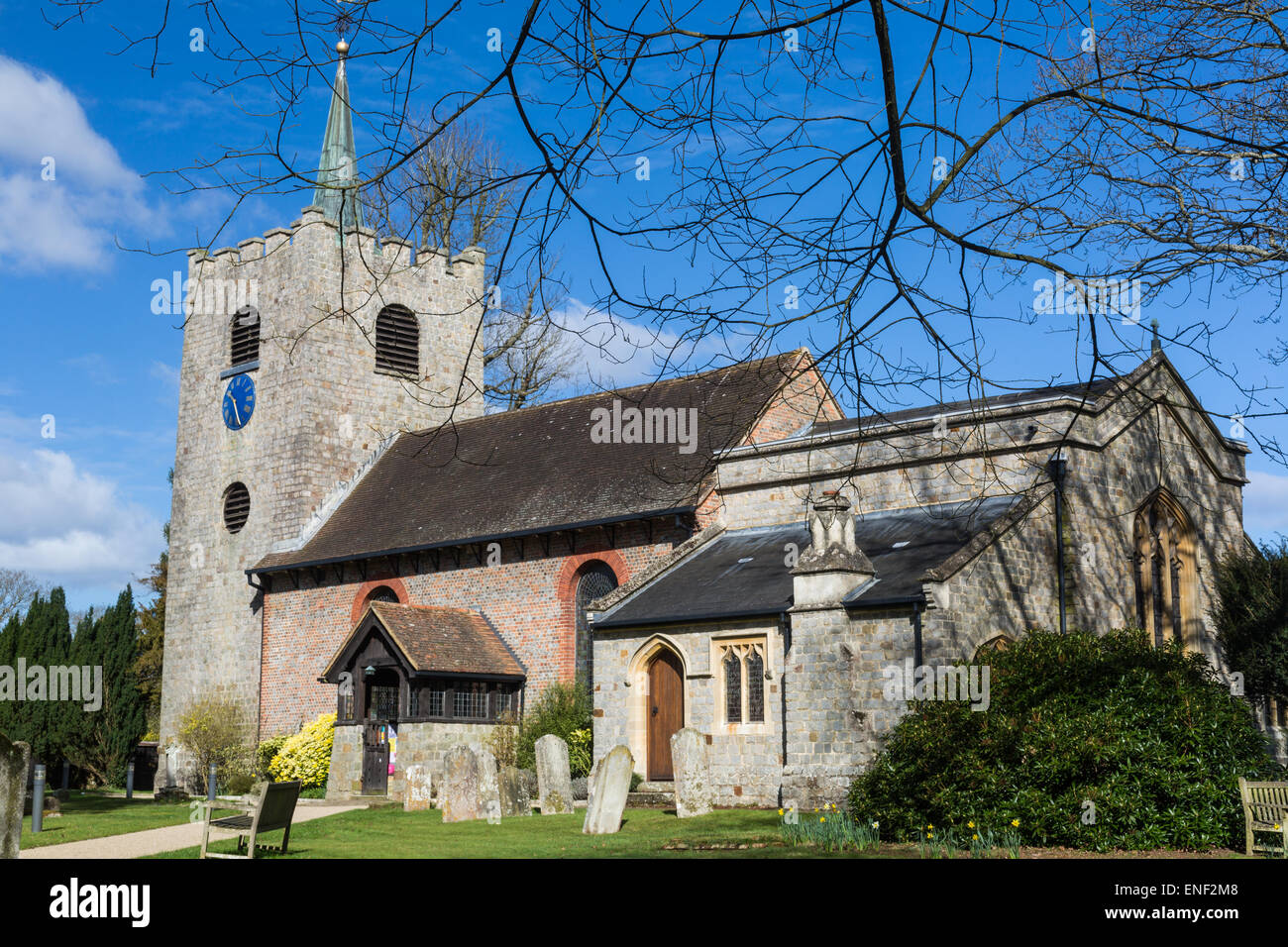 A beautiful Surrey village church on a sunny spring morning Stock Photo ...