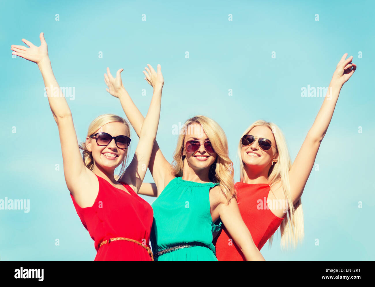 three beautiful women outdoors Stock Photo - Alamy