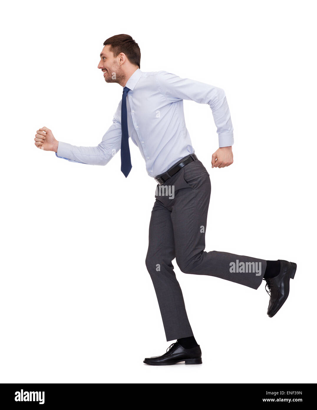 smiling businessman running Stock Photo - Alamy