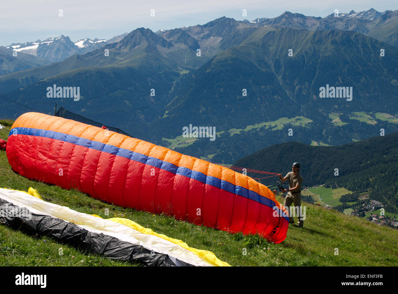 Mountain Launch, Paraglider, Seefeld, Austria Stock Photo - Alamy