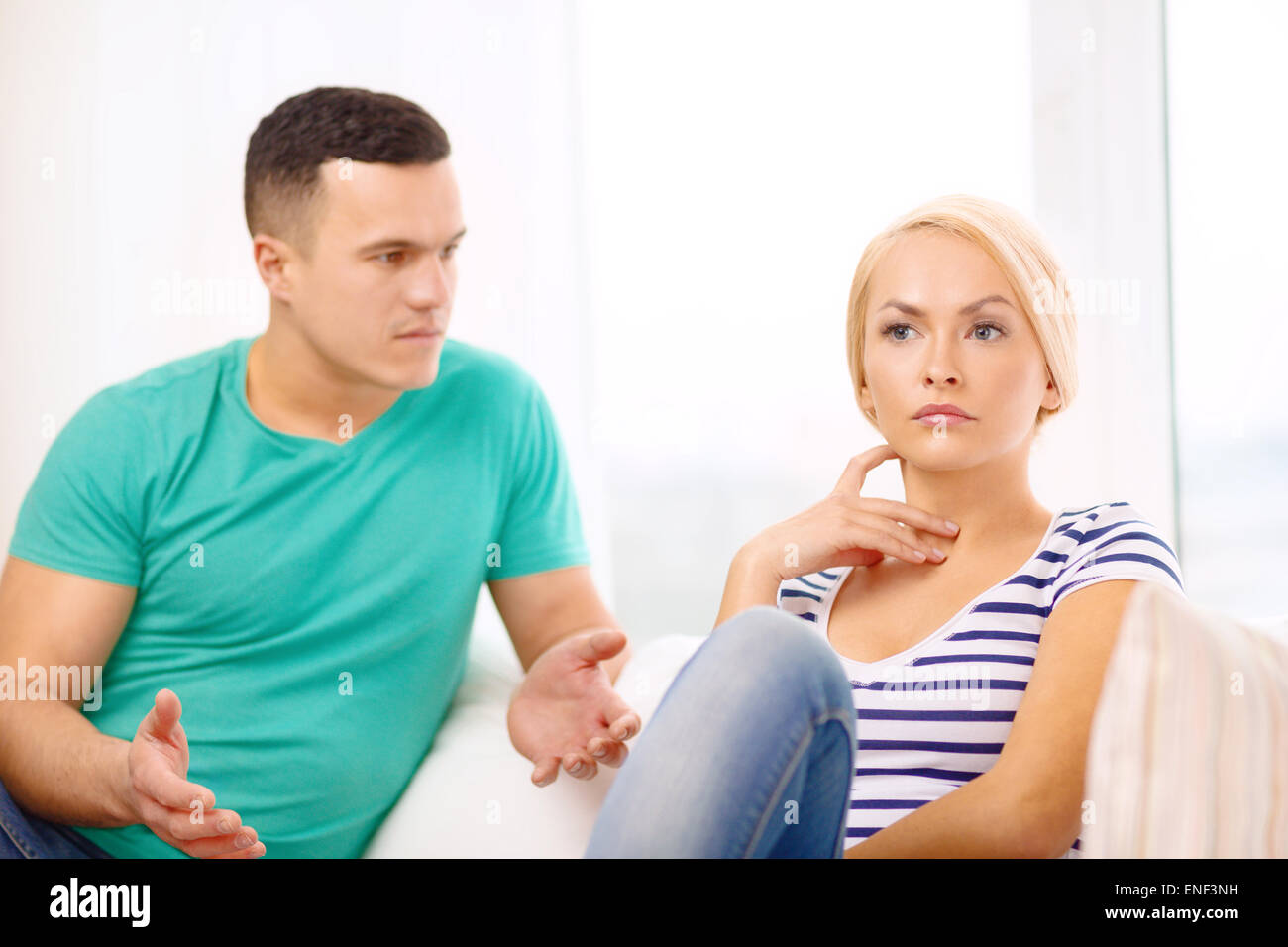 unhappy couple having argument at home Stock Photo - Alamy