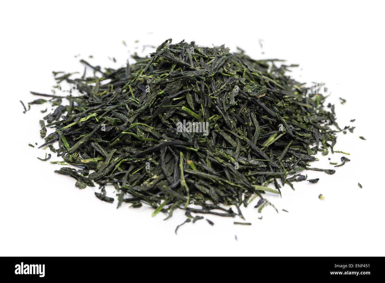 heap of japanese green tea isolated on white background Stock Photo - Alamy