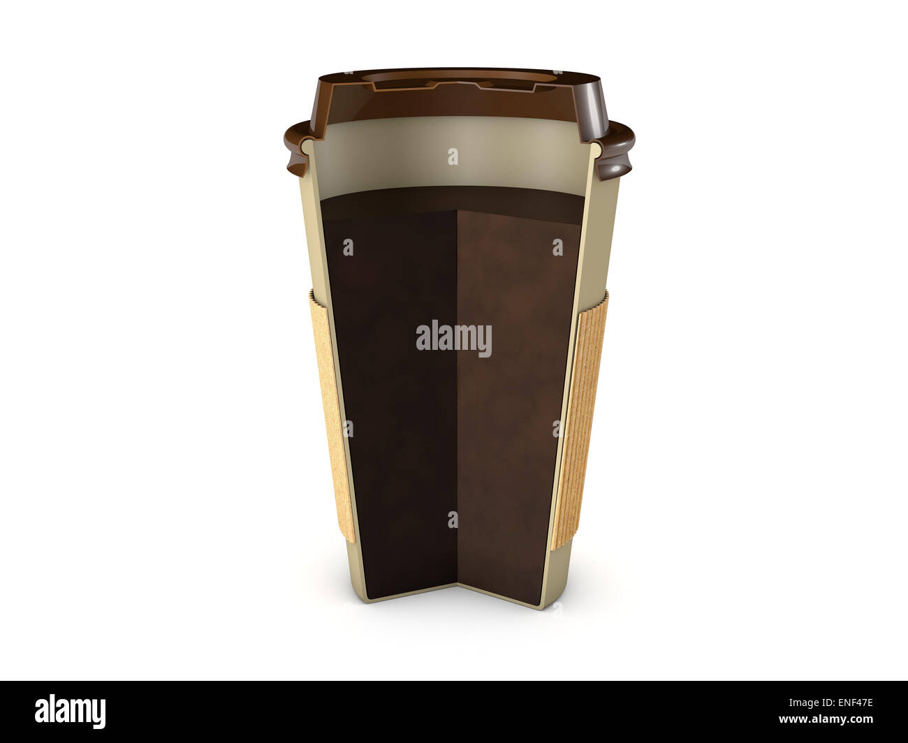 Takeaway coffee cup section with lid and coffe inside isolated Stock ...