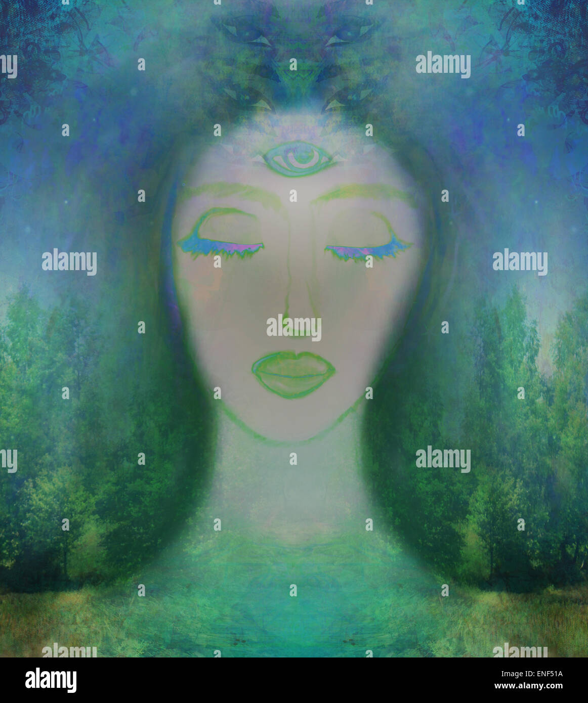 Woman with third eye, psychic supernatural senses Stock Photo - Alamy