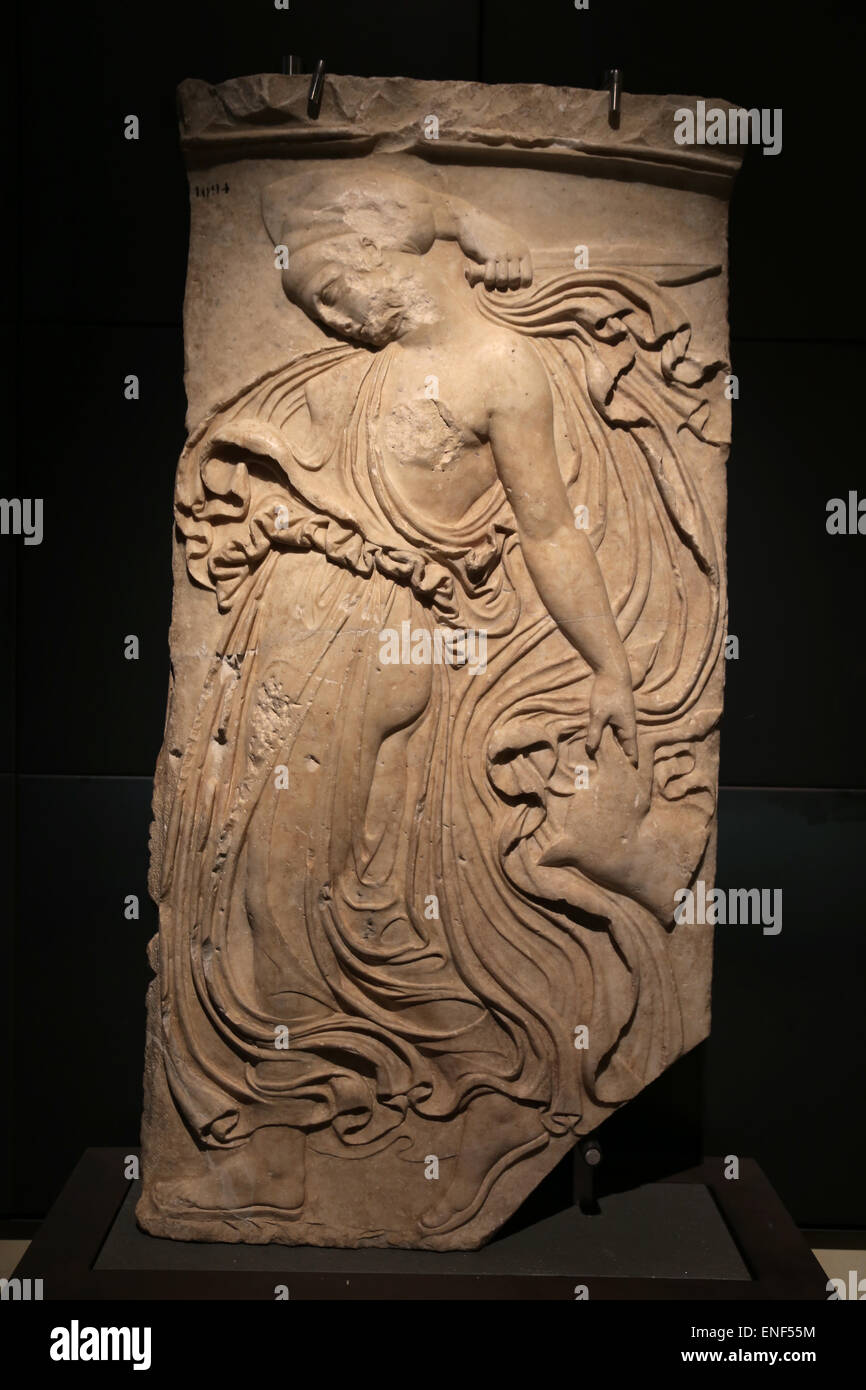 Relief with dancing maenad. Marble. Roman copy. From Piazza Vittorio ...