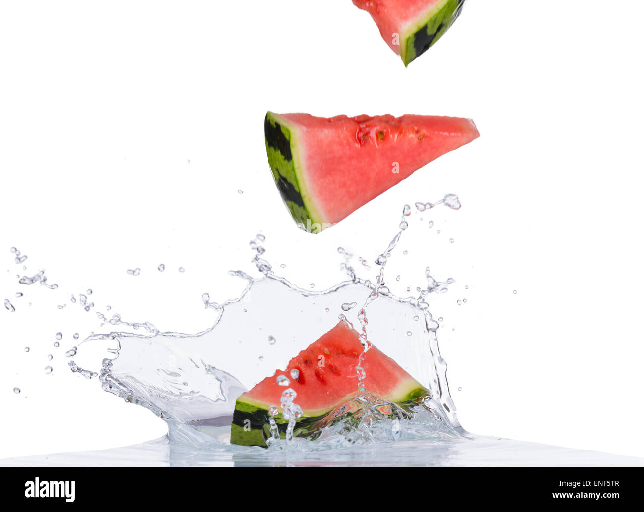 Fresh water melon in water splash isolated on white backround Stock ...