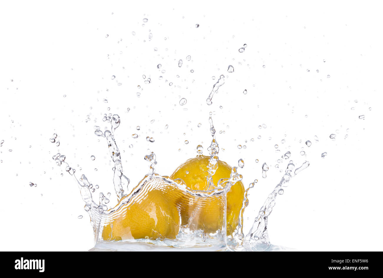 Fresh lemon in water splash isolated on white backround Stock Photo - Alamy